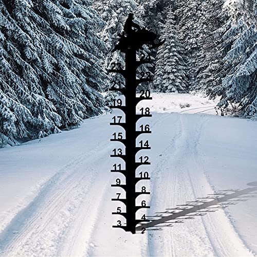 Gzcvba 24 Inch Iron Snow Gauge,Snow Measuring Stick Outdoor,Metal Snowflake Snowfall Snow & Rain Measuring Stick for Yard,Garden,Lawn (Toboggan)