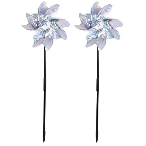 Hemoton 2pcs Garden Wind Spinners Bird Blinders Pinwheel Windmillw Anti- Bird Windmill Sparkly Holographic Pin Wheel Spinners Outdoor Decorations for Yard Lawns Patios