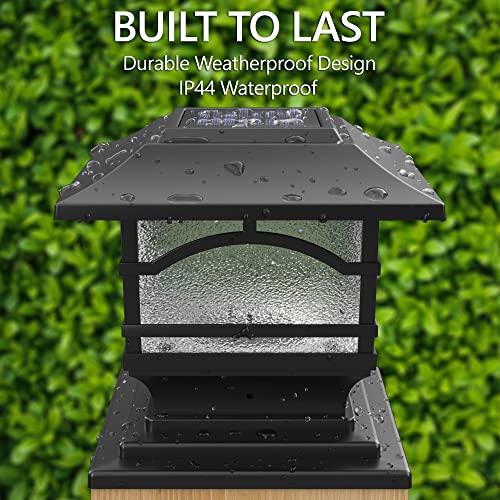 Davinci Lighting Premium Solar Outdoor Post Cap Lights - 4x4 5x5 6x6 - Bright LED Light for Fence Deck Garden or Patio Posts - Slate Black (1 Pack)