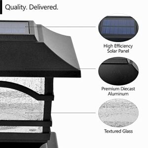 Davinci Lighting Premium Solar Outdoor Post Cap Lights - 4x4 5x5 6x6 - Bright LED Light for Fence Deck Garden or Patio Posts - Slate Black (1 Pack)