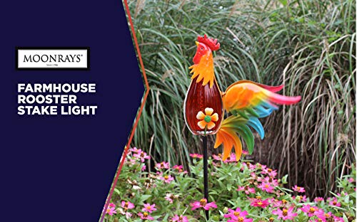 Moonrays 96343 Farmhouse Rooster Stake Light, Multi-Color