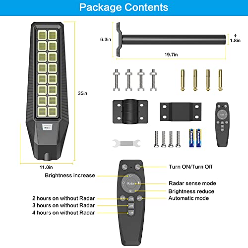 AKOFUN 2 Pack 1600W Solar Street Lights Outdoor 90000 Lumens Dusk to Dawn Street Lights Solar Powered Motion Sensor Waterproof IP66 6000K Solar Light for Yard, Garage, Garden