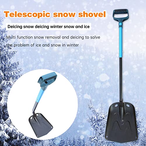 SKFVKAB Car Snow Shovel Large Capacity Foldable Lightweight Aluminum Alloy Telescopic Portable Snow Shovel Parent Child Play Snow Garden Camping Shovel Floor Tile Grout (Black, One Size)