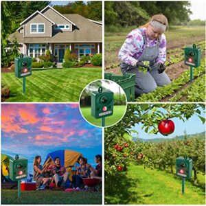 Solar Animal Repeller, Ultrasonic Mole Repellent Outdoor Animal Deterrent Devices with Motion Sensor and Flashing Lights, Protect Your Garden Away from