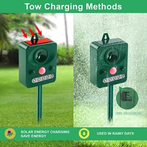 Solar Animal Repeller, Ultrasonic Mole Repellent Outdoor Animal Deterrent Devices with Motion Sensor and Flashing Lights, Protect Your Garden Away from