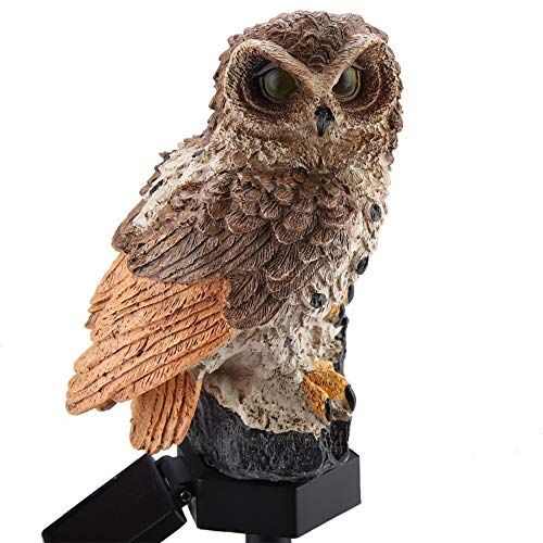 Yosoo Solar Powered Owl Light, Waterproof Garden Light Outdoor Lawn Resin Lamp for Home Garden Lighting(Brown)