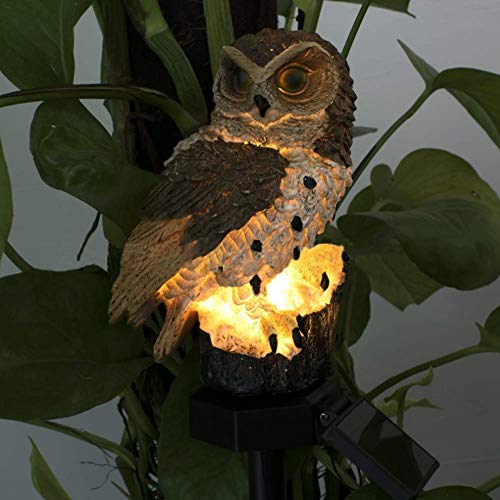 Yosoo Solar Powered Owl Light, Waterproof Garden Light Outdoor Lawn Resin Lamp for Home Garden Lighting(Brown)