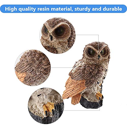 Yosoo Solar Powered Owl Light, Waterproof Garden Light Outdoor Lawn Resin Lamp for Home Garden Lighting(Brown)