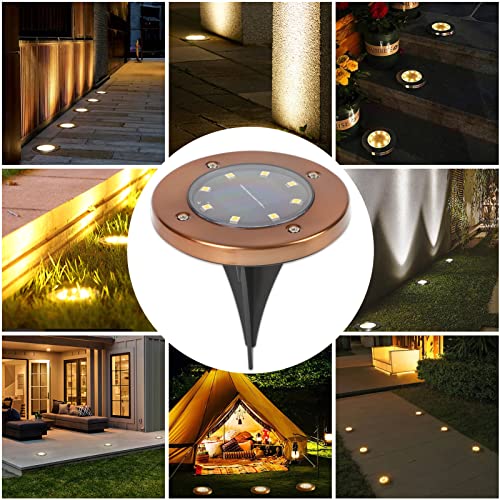 XKSINMY Solar Ground Lights Outdoor Waterproof Flat in Ground Solar Disk Lights 8 Pack for Garden Pathway Yard Patio Walkway