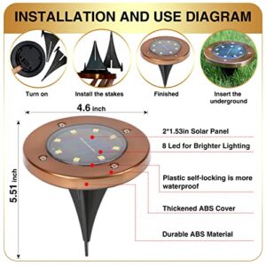 XKSINMY Solar Ground Lights Outdoor Waterproof Flat in Ground Solar Disk Lights 8 Pack for Garden Pathway Yard Patio Walkway