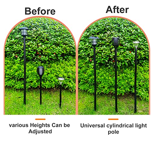 ZOOHAR Stainless Steel Light Poles Solar Lights Poles with Spikes Replacement ABS Lights Stakes for Christmas Garden Lights (8 Pieces)-8 Light Poles + 2 Lights Stake