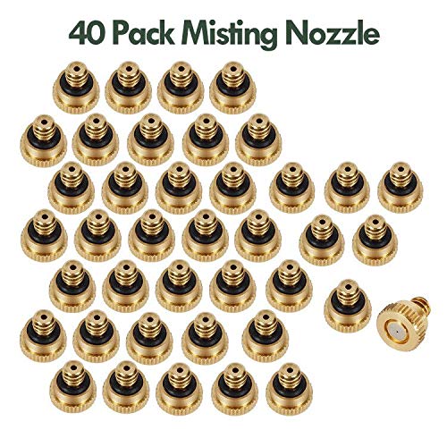 KUWAN 40pcs Brass Misting Nozzles for Cooling System 0.012" (0.3 mm) 10/24 UNC Garden (40 PCS)