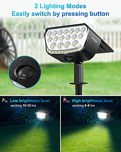 Solar Spot Lights Outdoor,Xibolar 32 LED Solar Landscape Spotlights, IP65 Waterproof Solar Powered Garden Wall Lights, Auto On/Off 2 Modes Lighting for Yard Pathway Porch Patio(Cool White/1 Pack)