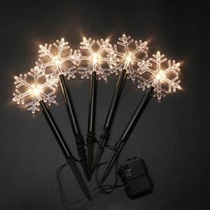 uonlytech 5 pack christmas snowflake garden lights snowflake stake lights battery operated snowflake lights outdoor waterproof christmas decorative ground lights for patio walkway yard lawn