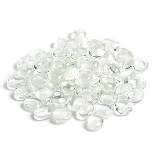 High Luster Reflective Fire Glass Gravel,Fire Gems,Fire Drops,Fire Glass Pebbles Stones Beads Chips for Fish Tank Aquarium Succulent Garden Decoration,17-19mm(3/4''),335g/0.78lb (Floral White)