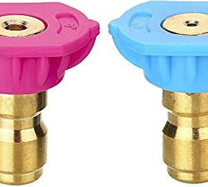 M MINGLE Second Story Quick-Connect Nozzle Tips for Power Washer, Soap and Rinse Jet Stream, Long Range Nozzle,1/4 Inch, 4000PSI, 2-Pack