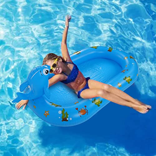 Inflatable Pool for Children Thick PVC Inflatable Swimming Pool Cute Fish Patterns Blow Up Kiddie Pool Sprinkler Summer Pool Toys for Outdoor Backyard, Garden 170 x 103 x 65cm