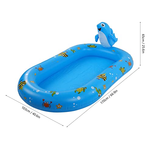 Inflatable Pool for Children Thick PVC Inflatable Swimming Pool Cute Fish Patterns Blow Up Kiddie Pool Sprinkler Summer Pool Toys for Outdoor Backyard, Garden 170 x 103 x 65cm