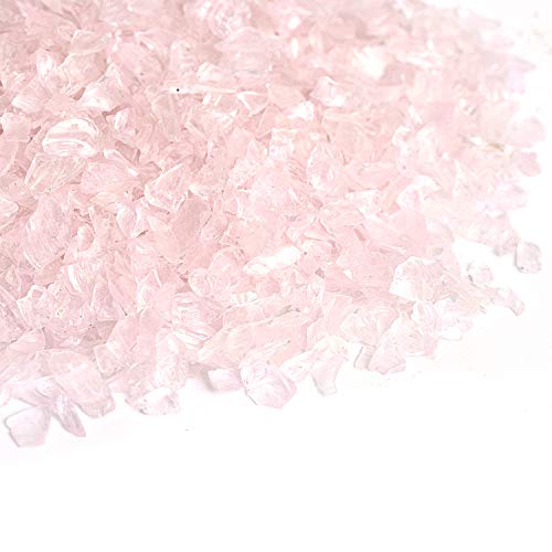 Alan Stone High Luster Reflective Fire Glass Gravel,Fire Gems,Fire Drops,Fire Glass Pebbles Stones Beads Chips for Fire Pit Fish Tank Aquarium Garden,3-6mm 435g/0.95lb (Pink)