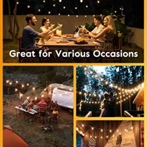 Brightown Outdoor String Lights with Remote, 58FT(48+10) LED String Lights with Clips Hooks, G40 Patio Lights with 27 Bulbs(2 Spare), Waterproof Shatterproof Hanging Light for Patio Backyard