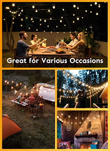 Brightown Outdoor String Lights with Remote, 58FT(48+10) LED String Lights with Clips Hooks, G40 Patio Lights with 27 Bulbs(2 Spare), Waterproof Shatterproof Hanging Light for Patio Backyard