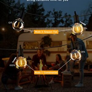 Brightown Outdoor String Lights with Remote, 58FT(48+10) LED String Lights with Clips Hooks, G40 Patio Lights with 27 Bulbs(2 Spare), Waterproof Shatterproof Hanging Light for Patio Backyard