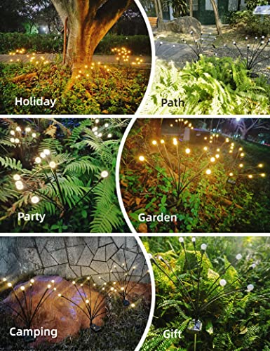 Sibinsy Swaying Solar Garden Lights Firefly Decoration Solar Lights Outdoor Waterproof IP65 Warm White 10 LED Each Pack (2 Pack) Solar Powered Pathway Lights Landscape Lights