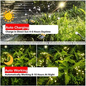 Sibinsy Swaying Solar Garden Lights Firefly Decoration Solar Lights Outdoor Waterproof IP65 Warm White 10 LED Each Pack (2 Pack) Solar Powered Pathway Lights Landscape Lights