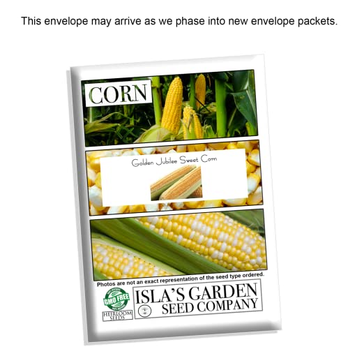 Golden Jubilee Yellow Sweet Corn Seeds for Planting, 30+ Seeds Per Packet, (Isla's Garden Seeds), Non GMO & Heirloom Seeds, Botanical Name: Corn Zea mays, Great Home Garden Gift