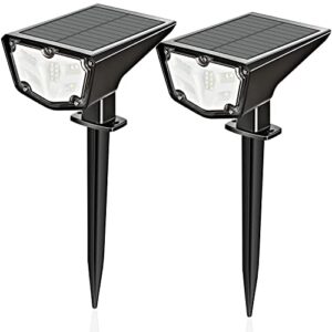 nbtorch led solar spot lights outdoor, ipx7 waterproof solar landscape lights, garden lights, solar powered outdoor lights for yard walkway driveway porch (2 pack, cold white)