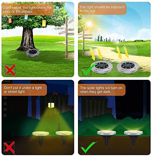 Solar Ground Lights, Upgraded Outdoor Garden Waterproof Bright in-Ground Lights for Lawn Pathway Yard Driveway, Producing More Light with 8 LED (Warm White)