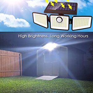 YUNNOVA Solar Outdoor Lights - Motion Sensor Outdoor Lights with 3 Heads Reflector Wireless Illumination Security Flood Lights with 270° Wide Angle,IP65 Waterproof,Wall Light for Garden Patio Garage