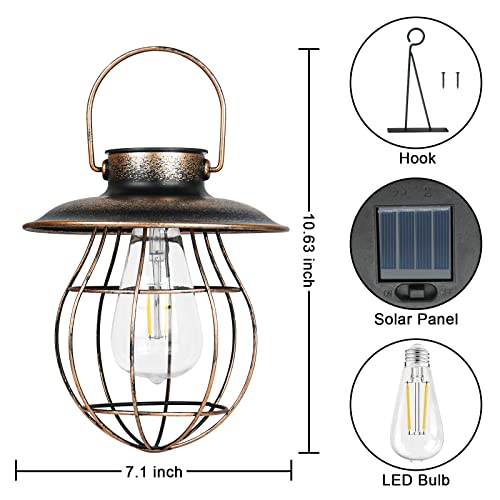 Solar Lantern,Kary Hanging Solar Lantern Outdoor Waterproof in Metal,Outdoor Solar Lights for Yard,Porch,Fence,Garden,Farmhouse