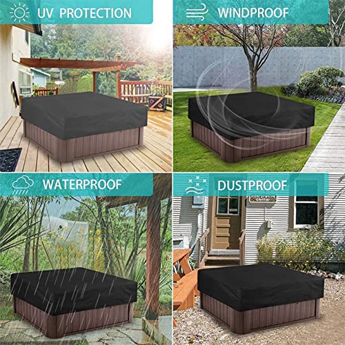 NIMOSA Hot Tub Cover Square, Hot Tub Cover Lazy SPA Waterproof Outdoor Garden Hot Tub Cover Swimming Pool Cover Multiple Sizes to Choice,Black,207x207x30cm