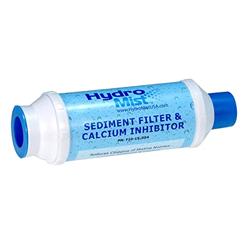 HydroMist Inline Calcium Inhibitor Filter for Mister, Removes Calcium Hardness, Reduces Clogging of a Misting System, Attaches from Spigot to Standard Water Hose, 100 PSI Inlet Pressure