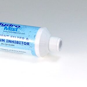 HydroMist Inline Calcium Inhibitor Filter for Mister, Removes Calcium Hardness, Reduces Clogging of a Misting System, Attaches from Spigot to Standard Water Hose, 100 PSI Inlet Pressure