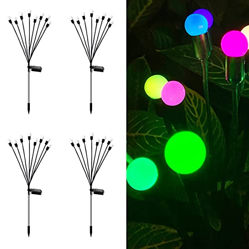 Macl 4PCS 8 Head Solar Powered Firefly Lights, LED Outdoor Waterproof Solar Starburst Swaying Garden Lights for Garden,Yard and Outdoor,Swaying When Wind Blows Solar Lamp Outdoor Decorative Lights