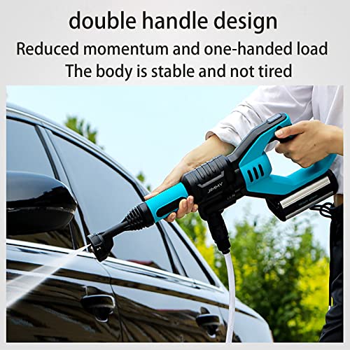 ZHANGTAOLF Cordless Electric High Pressure Washer, 21/20V Portable Battery and Charger, with 5 in 1 Adjustable Nozzle and ECO Energy Saving, for Car Wash Cleaning Floor Terrace Garden,Blue