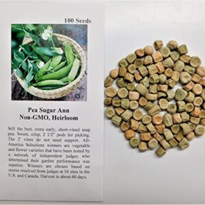 David's Garden Seeds Pea Snap Sugar Ann FBA-5594 (Green) 100 Non-GMO, Heirloom Seeds