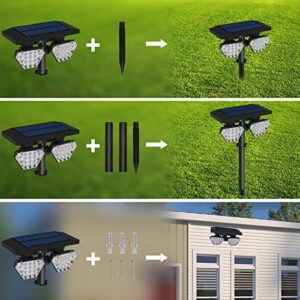 CREPOW Solar Flood Lights, 32 LED Solar Spot Lights Outdoor IP65 Waterproof Landscape Spotlights Dusk to Dawn Landscape Lights for Garden Garage Fence Driveway Porch (6000K Cold White, 2 Pack)