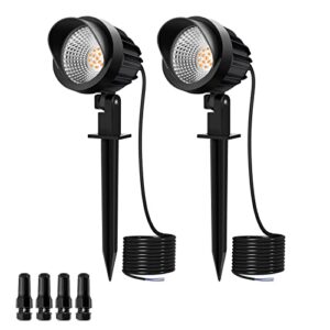 meikee landscape lights low voltage 7w led landscape light outdoor spotlight led pathway lights landscape light ip66 waterproof for driveway, yard, lawn, flood, outdoor garden lights(2 pack)