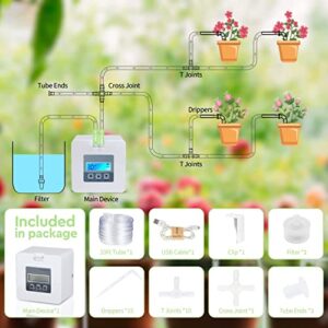 Upgraded DIY Automatic Drip Irrigation Kit, 15 Potted Houseplants Support, Indoor Watering System for Plants, with Digital Programmable Water Timer