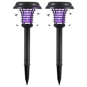 2 pack solar bug zapper outdoor mosquito zapper outdoor for patio – mosquito killer & lighting – 2 in 1 waterproof mosquito repellent fly zapper for outdoor