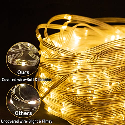 Barzee Solar String Lights Outdoor Waterproof,2-Pack Total 480LED 160Ft,8 Modes Twinkle Solar Fairy Lights Outdoor Waterproof for Patio Yard Tree Wedding Party Christmas Home Decoration