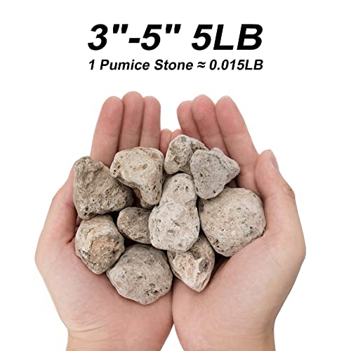 Skyflame 5LB Natural Volcanic Lava Rock, 3"-5" Fireproof and Heatproof Pumice Stone for Outland Living Bond Portable Fire Pits, Fireplaces, Garden, Landscaping Decoration