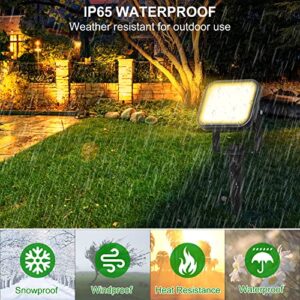 T-SUN Solar Spotlights, Solar Outdoor Spot Lights Warm White IP65 Waterproof Garden Lights Lawn Light Outdoor Spotlight Auto On/Off for Garden Yard Lawn Path 1 in 1 2Pack