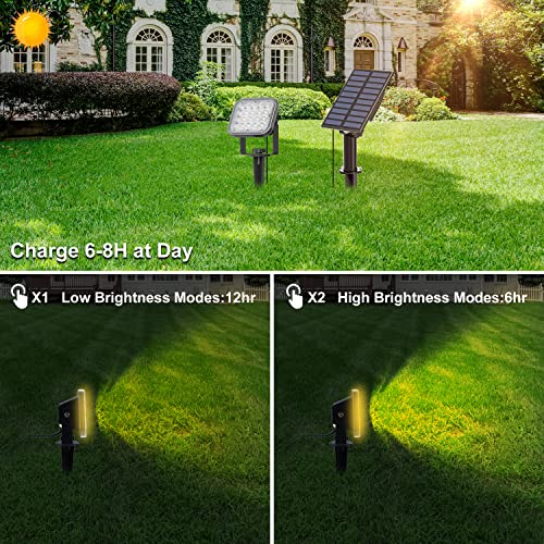 T-SUN Solar Spotlights, Solar Outdoor Spot Lights Warm White IP65 Waterproof Garden Lights Lawn Light Outdoor Spotlight Auto On/Off for Garden Yard Lawn Path 1 in 1 2Pack