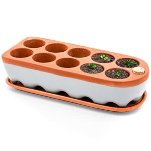 seed starter tray – self watering seedling trays seed starter kit & seed starter pots. grow your flowers, veggies & herbs indoor. eco friendly seed starter pots & herb growing kit indoor seedling tray