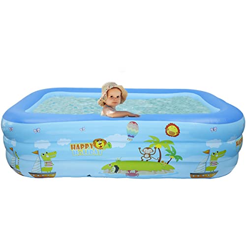 A2B Inflatable Pool Large Outdoor Swimming Pool Printing Paddling Pool for Kids 3-Layers Inflatable Swimming Pool for Backyard Garden Summer Water Party (82.6 x 55 x 25.5 inch) A2B(Printed 1.8m)