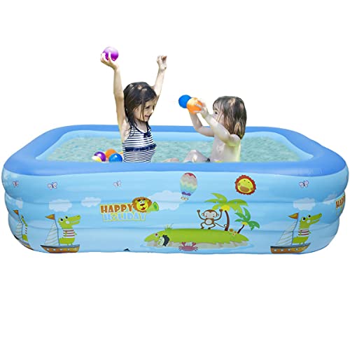 A2B Inflatable Pool Large Outdoor Swimming Pool Printing Paddling Pool for Kids 3-Layers Inflatable Swimming Pool for Backyard Garden Summer Water Party (82.6 x 55 x 25.5 inch) A2B(Printed 1.8m)